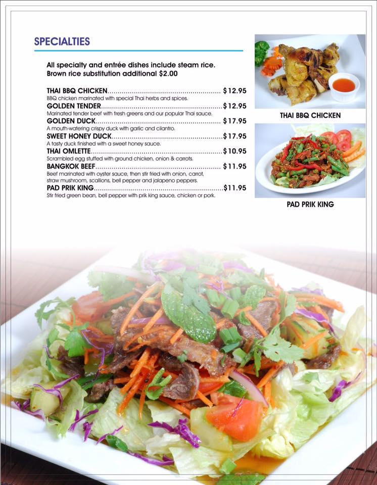 Menu at Thai Paradise Restaurant, San Clemente
