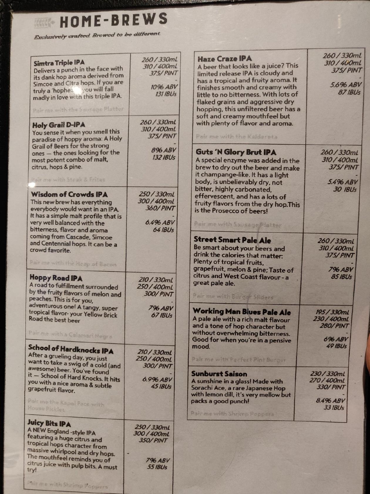 Menu at The Perfect Pint - Greenbelt 2 restaurant, Makati