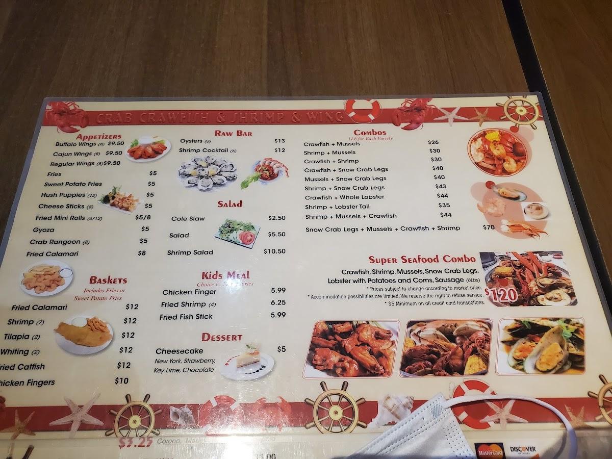 Menu at Ugly Crab restaurant, Avon