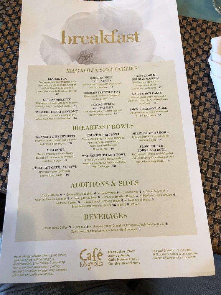 Menu at Cafe Magnolia, Louisville