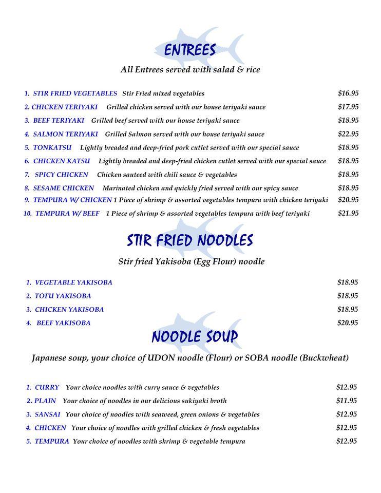 Menu at Goleta Sushi House restaurant, Goleta