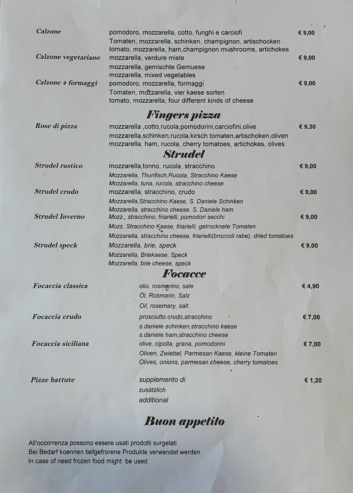 Speisekarte von Hotel Bel Sit Dolomiti pub & Bar, Valle di Cadore