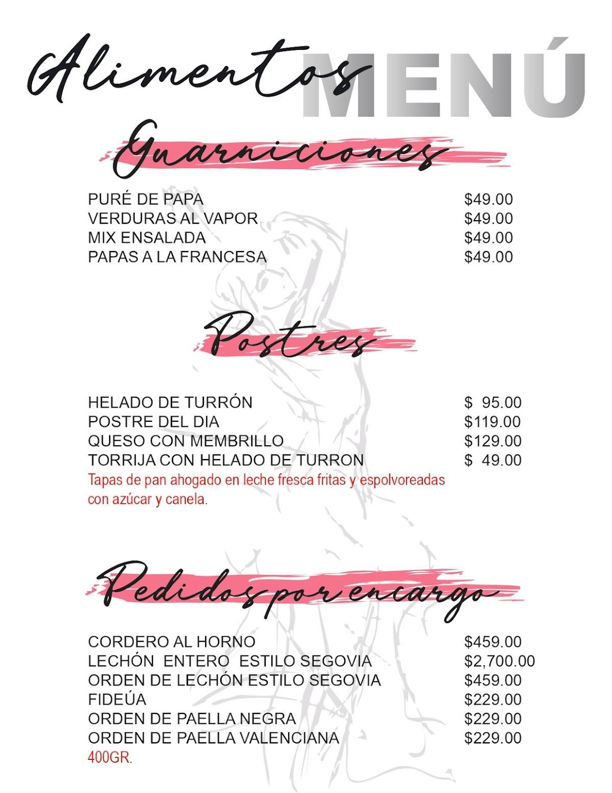 Carta de La Bota restaurante, Santiago de Querétaro