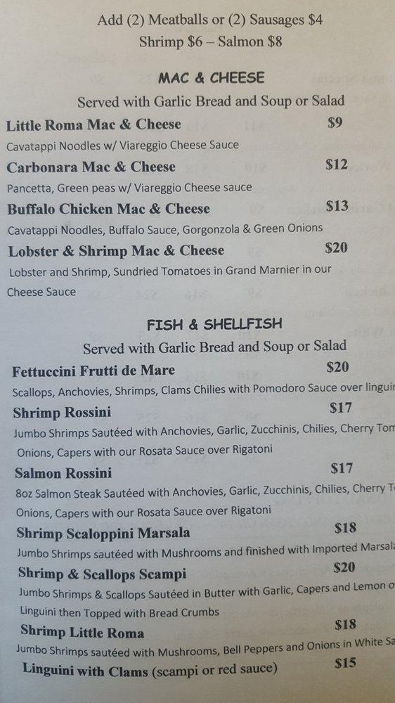Menu at Little Roma Restaurant, La Mesa, Baltimore Dr #104