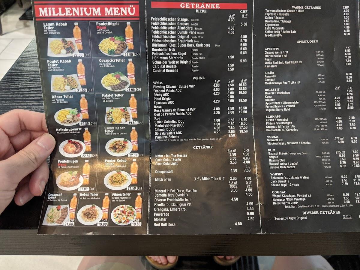 Speisekarte von Millennium, Zürich, Limmatpl. 1