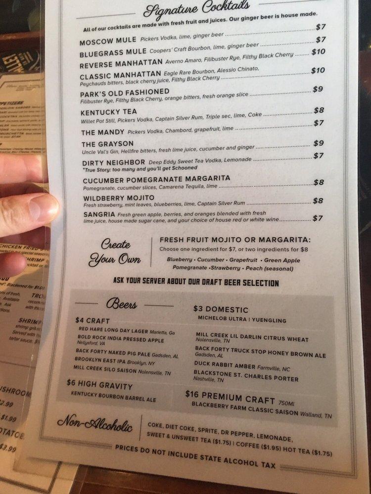 Menu at The Alley on Main pub & bar, Murfreesboro
