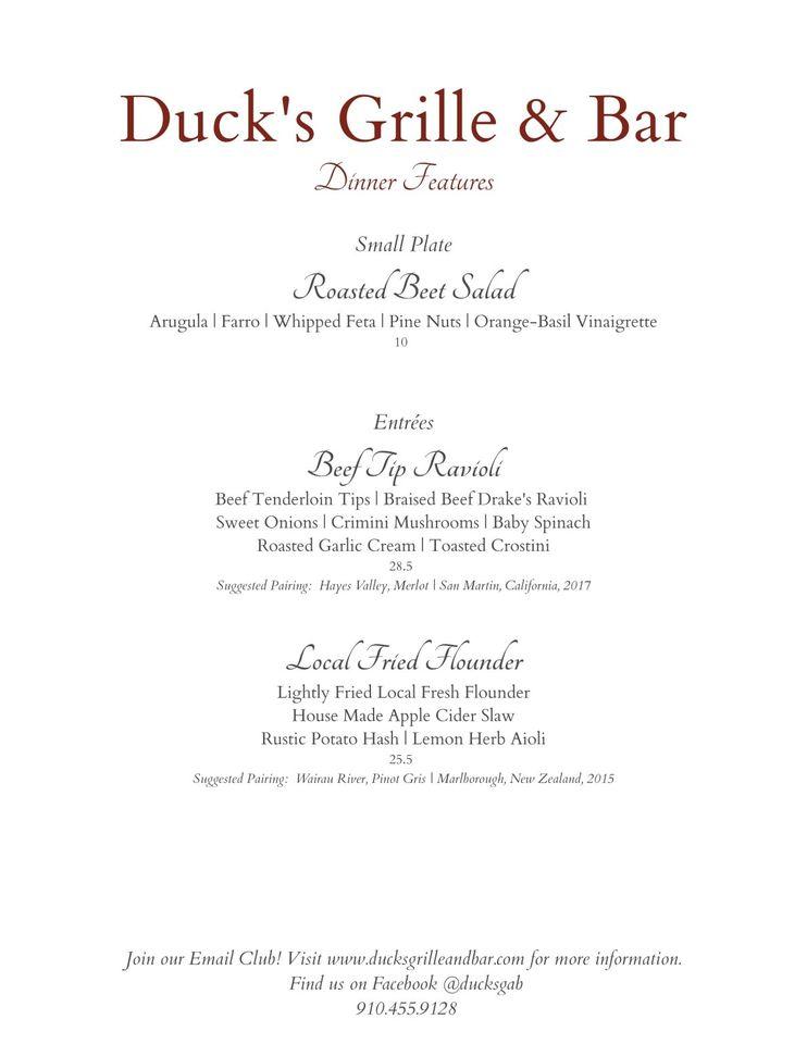 Menu at Ducks Grille & Bar, Jacksonville