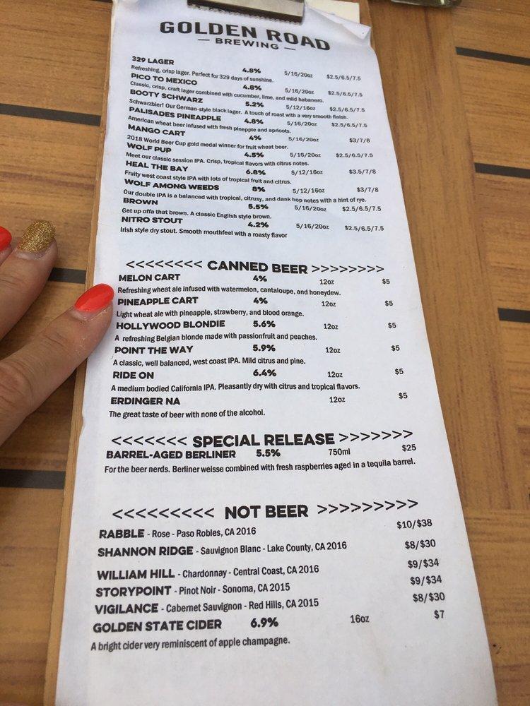 Carta del pub y bar Golden Road Brewing Sacramento, Sacramento