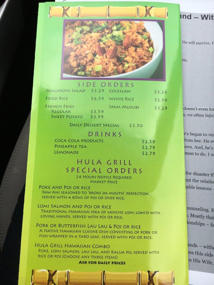 Menu at Hula Fire Grill restaurant, Williston