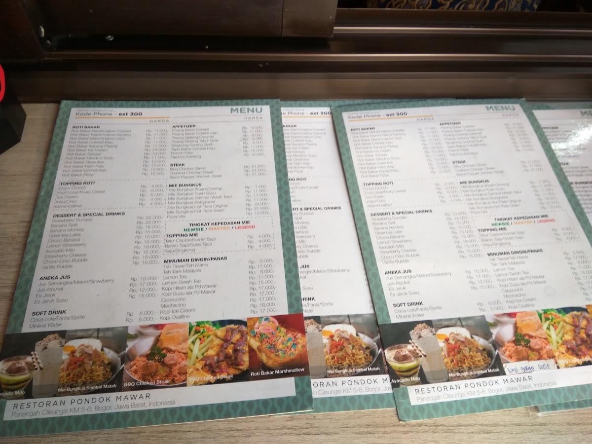 Menu at Kedai Kopi Dan Roti Bakar Pondok Mawar cafe, Jonggol