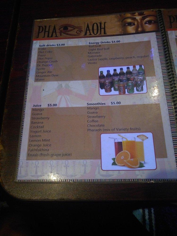 Menu at Pharaoh Cafe, Sterling
