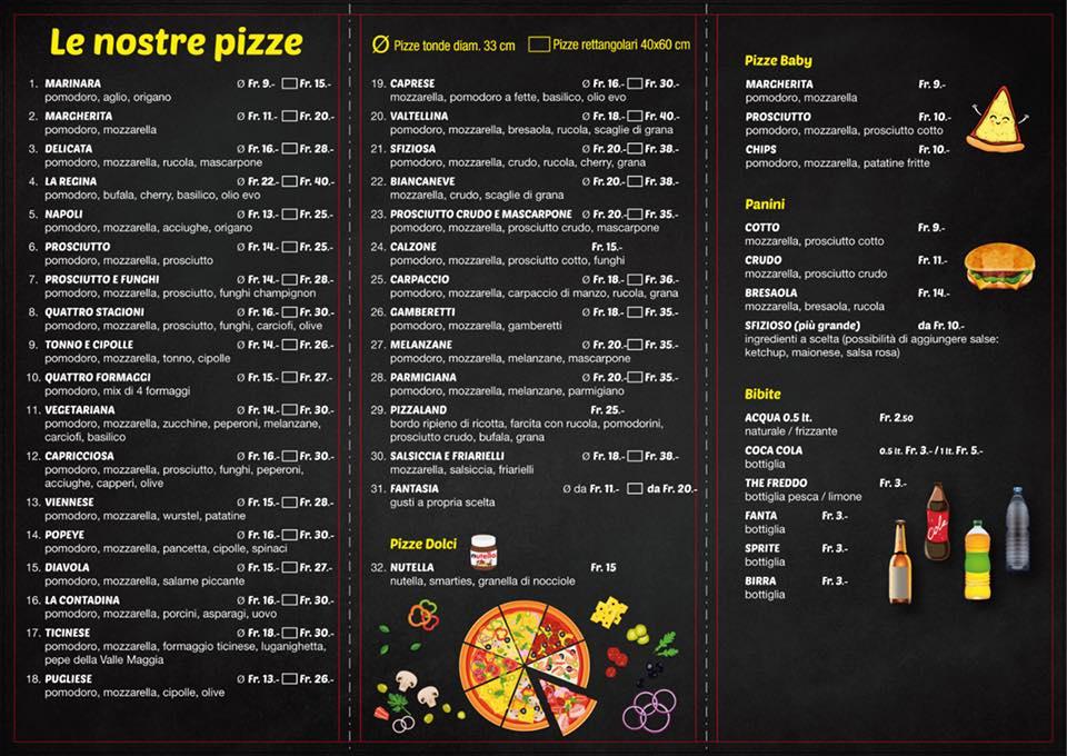 Menu da Pizzaland, Giubiasco