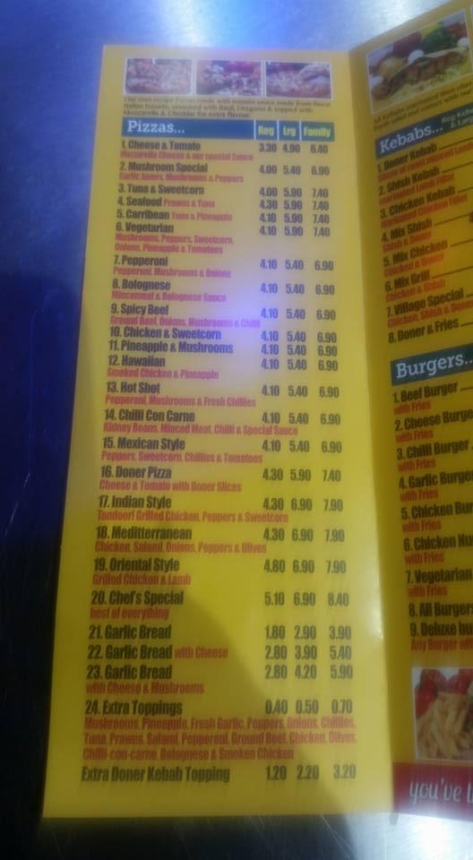 Menu at Refreshment Village fast food, Preston