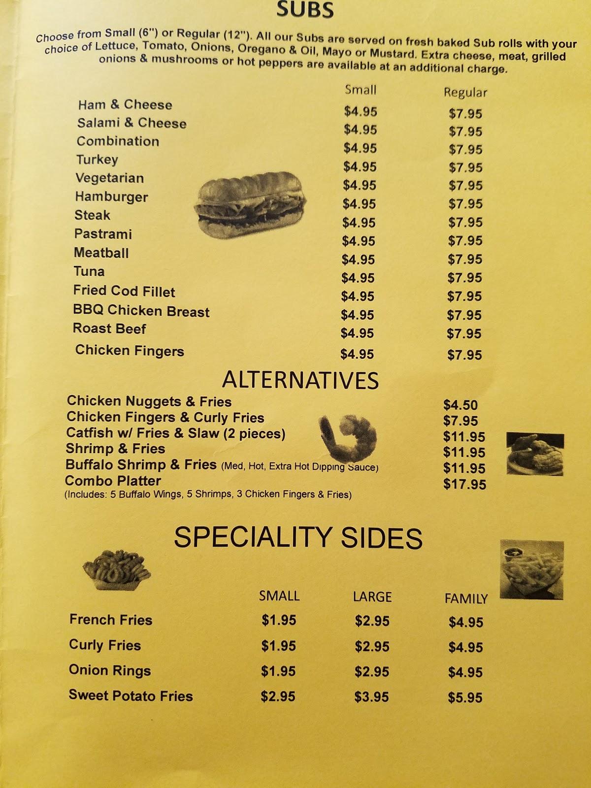 Menu at Wing Alley restaurant, Kissimmee, E Irlo Bronson Memorial Hwy