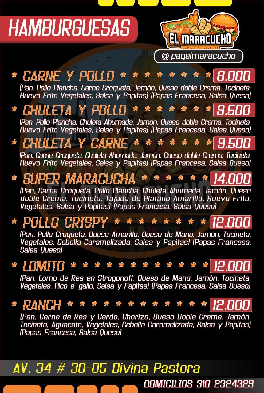 Menu at PAQEL MARACUCHO COMIDA VENEZOLANA restaurant, Cúcuta