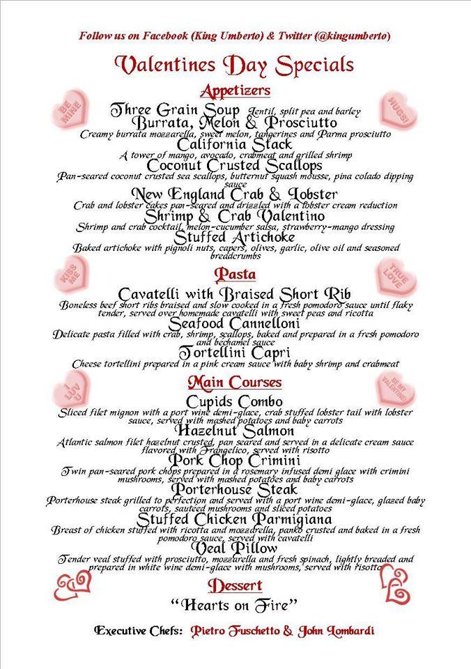 Menu at King Umberto pizzeria, Elmont