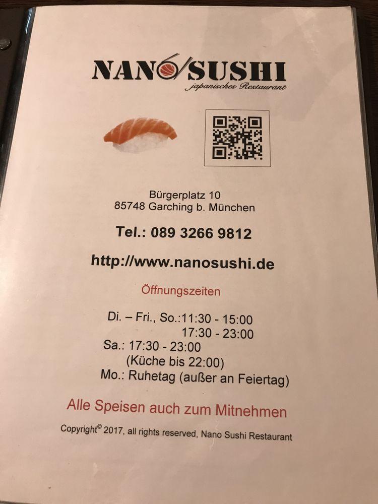 Menu at Nano Sushi- Sushi & Ramen restaurant, Garching