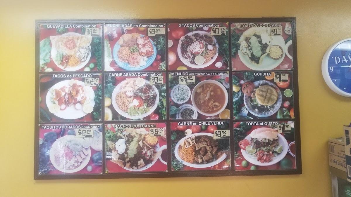 Menu at Taco Naco restaurant, Glendale