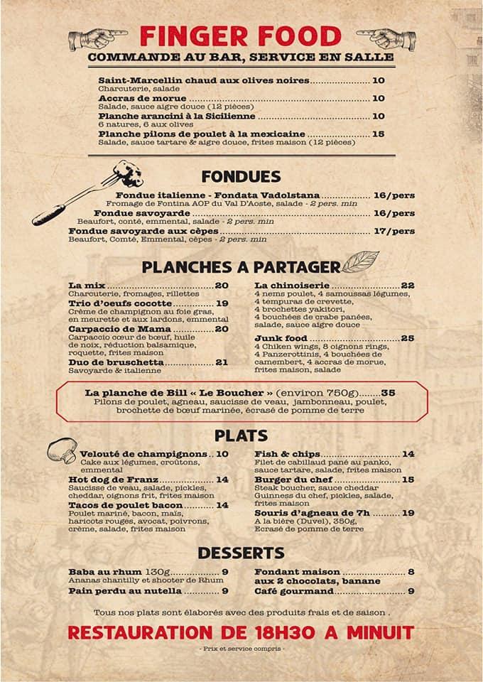 Menu au 5 POINTS Bar/Pub, Aix-les-Bains