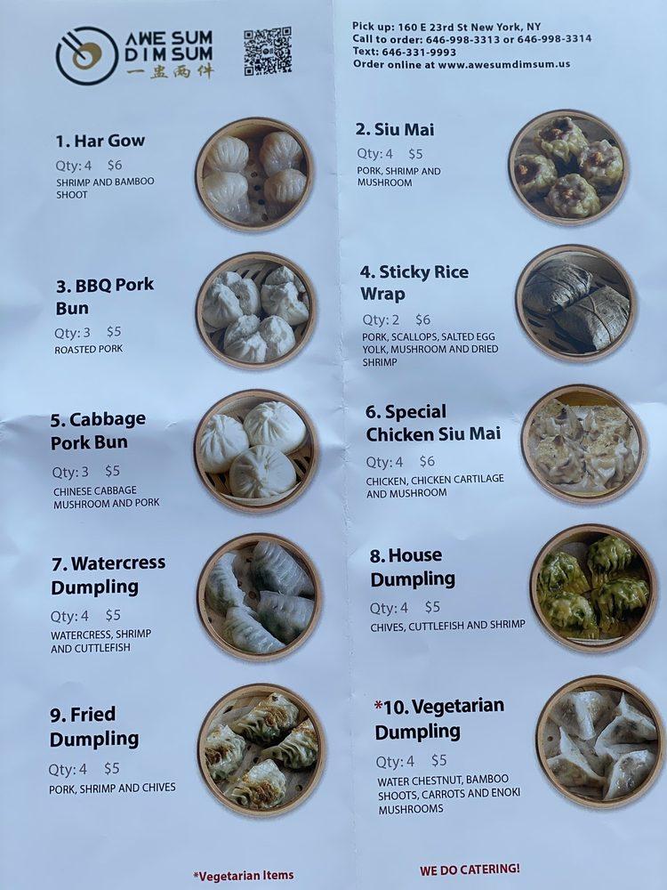 Menu at AweSum DimSum restaurant, New York City