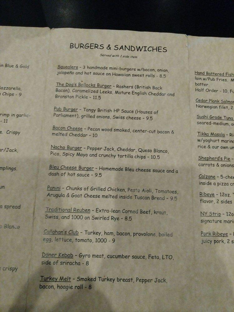 Menu at Callahan's Pub & Grille, Enid