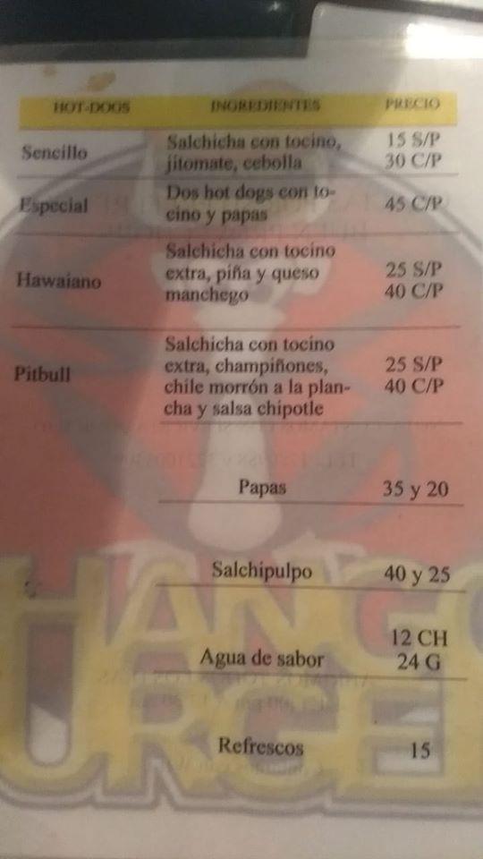 Menu at Chango Burger restaurant, Las Juntas