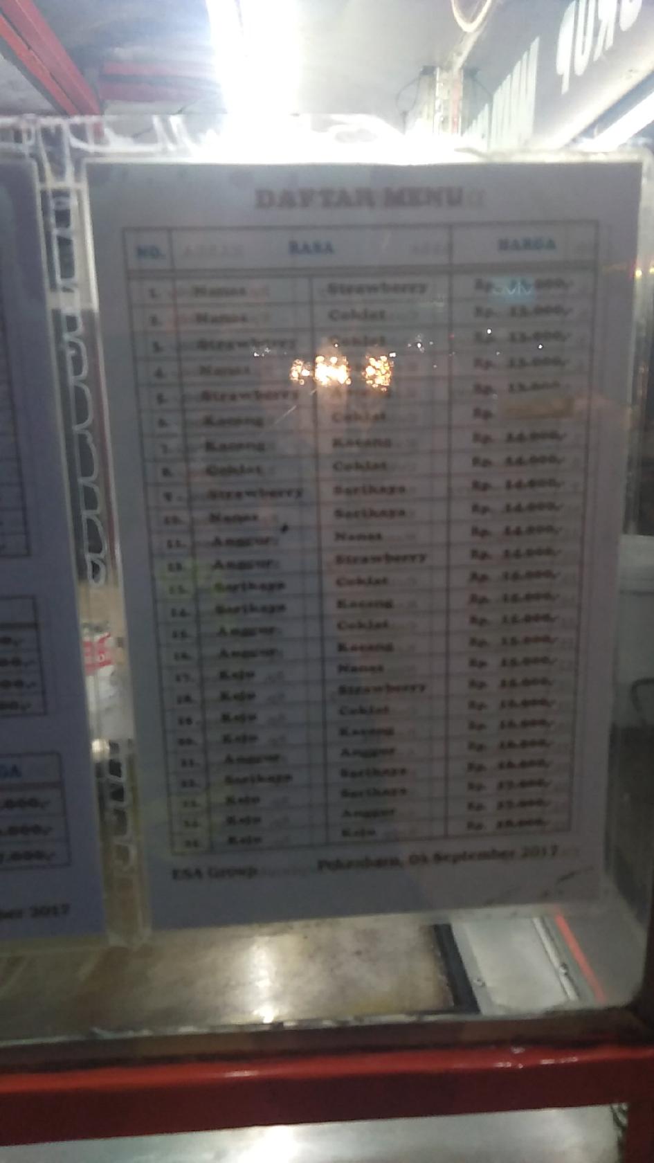 Menu at Gunung Tigo Rumah Makan restaurant, Pekanbaru