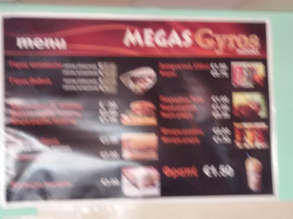 Menu at Gyros Mega, Mesogi, RF72+XGJ