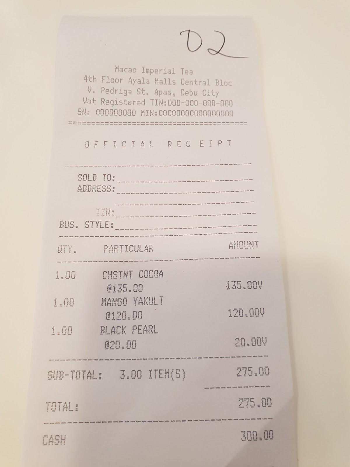 Menu at Macao Imperial Tea cafe, Cebu City, 10 W Geonzon St