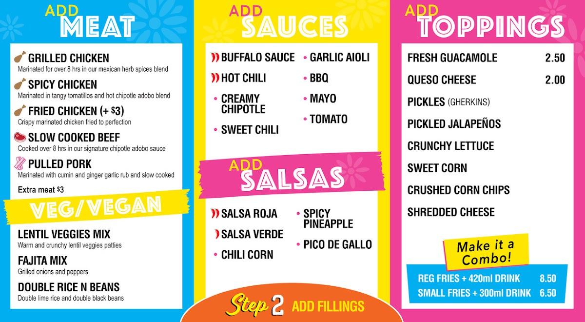 Menu at Mex It Up (Chartwell) restaurant, Hamilton