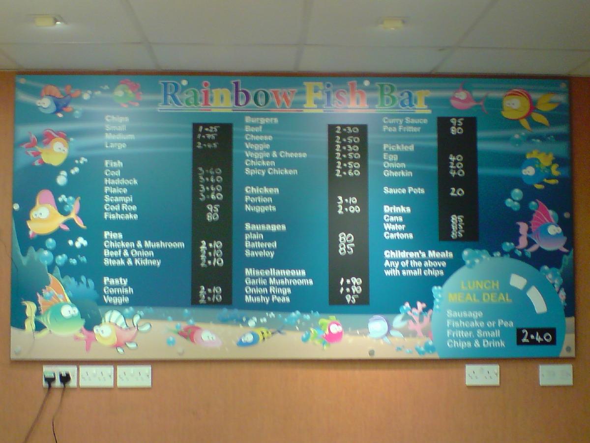 Menu at Rainbow Fish Bar, Brockenhurst