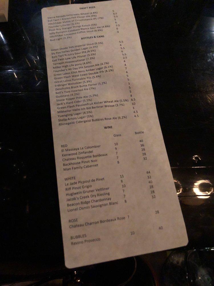 Menu at The Warren Bar & Burrow, Pittsburgh