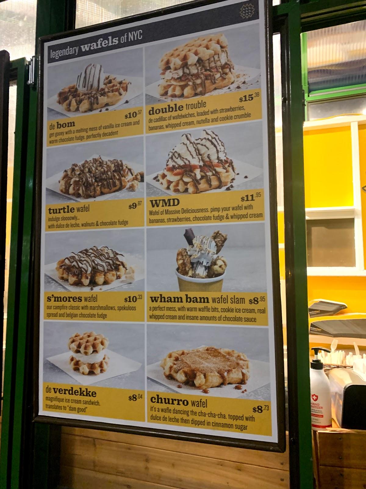 Menu at Wafels & Dinges desserts, West New York, 6th Avenue
