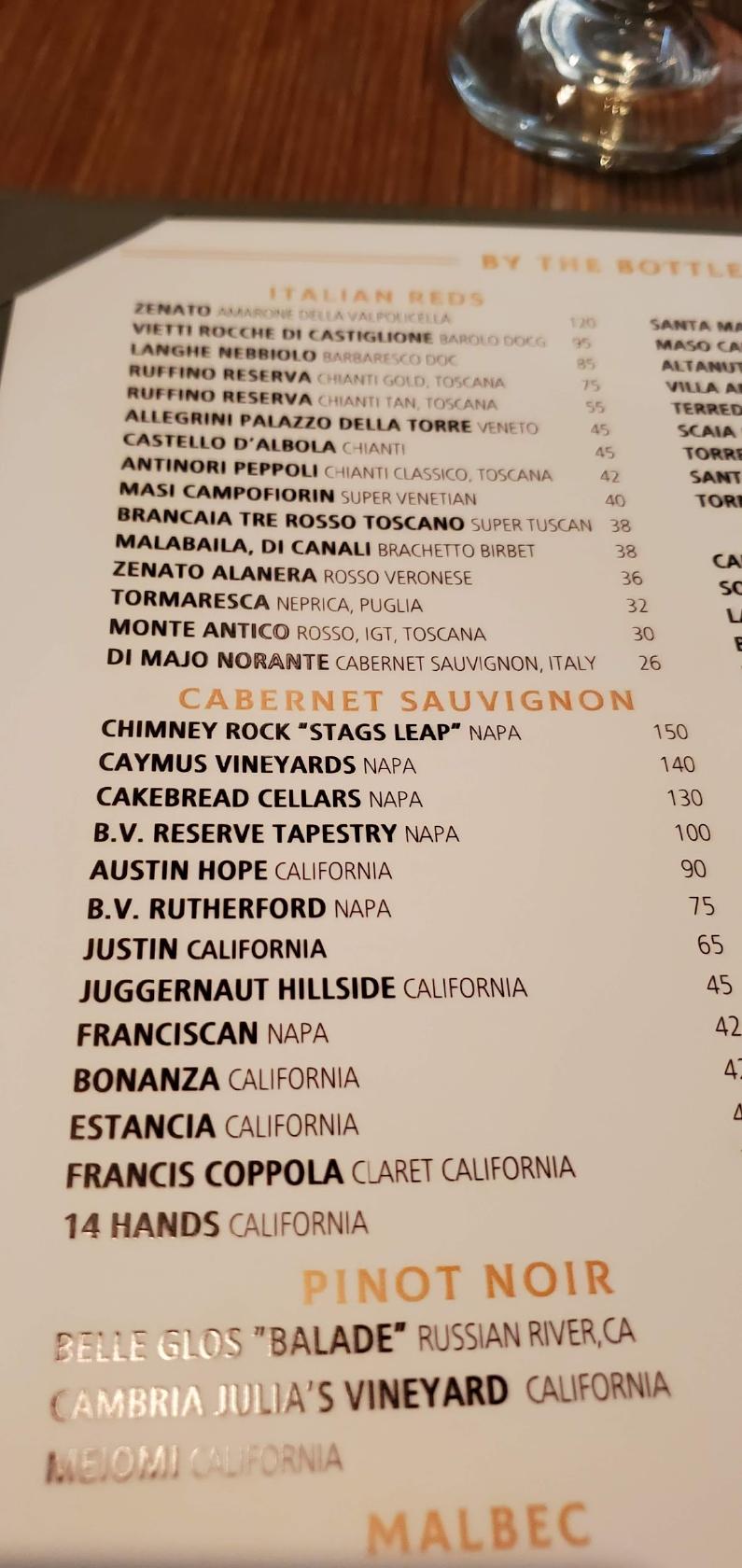 Menu at Bocca pizzeria, Fairhaven