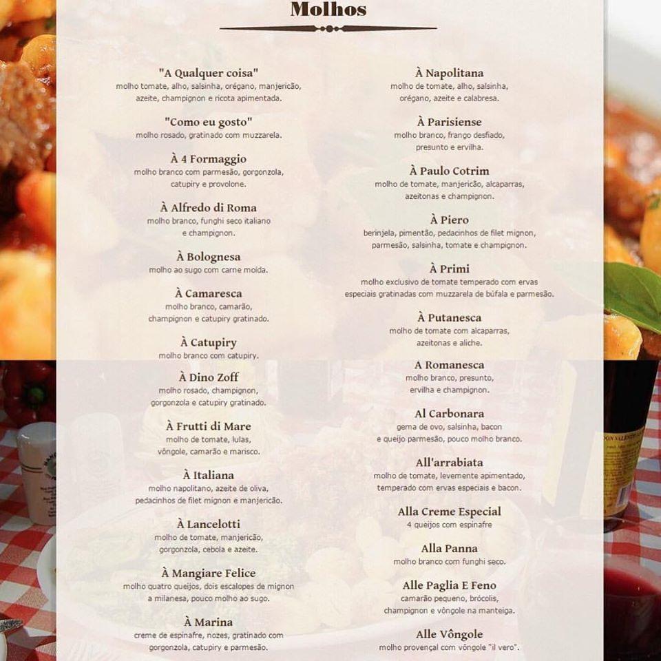 Menu em Mangiare Felice restaurante, Curitiba, R. Francisco Rocha