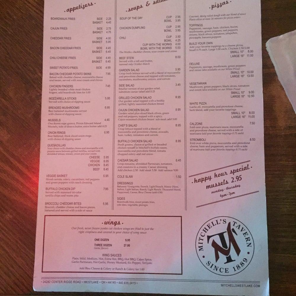 Menu at Mitchell's Tavern pub & bar, Westlake, Center Ridge Rd