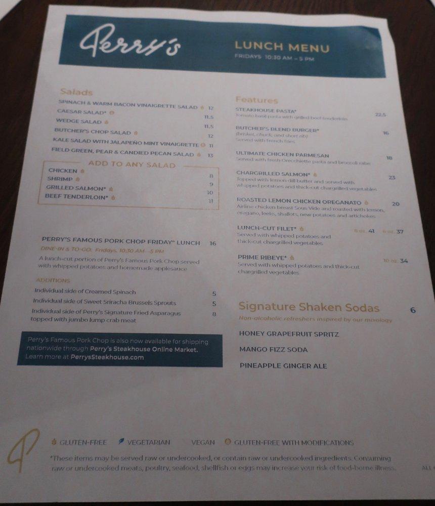 Menu at Perry's Steakhouse & Grille - Schaumburg, Schaumburg