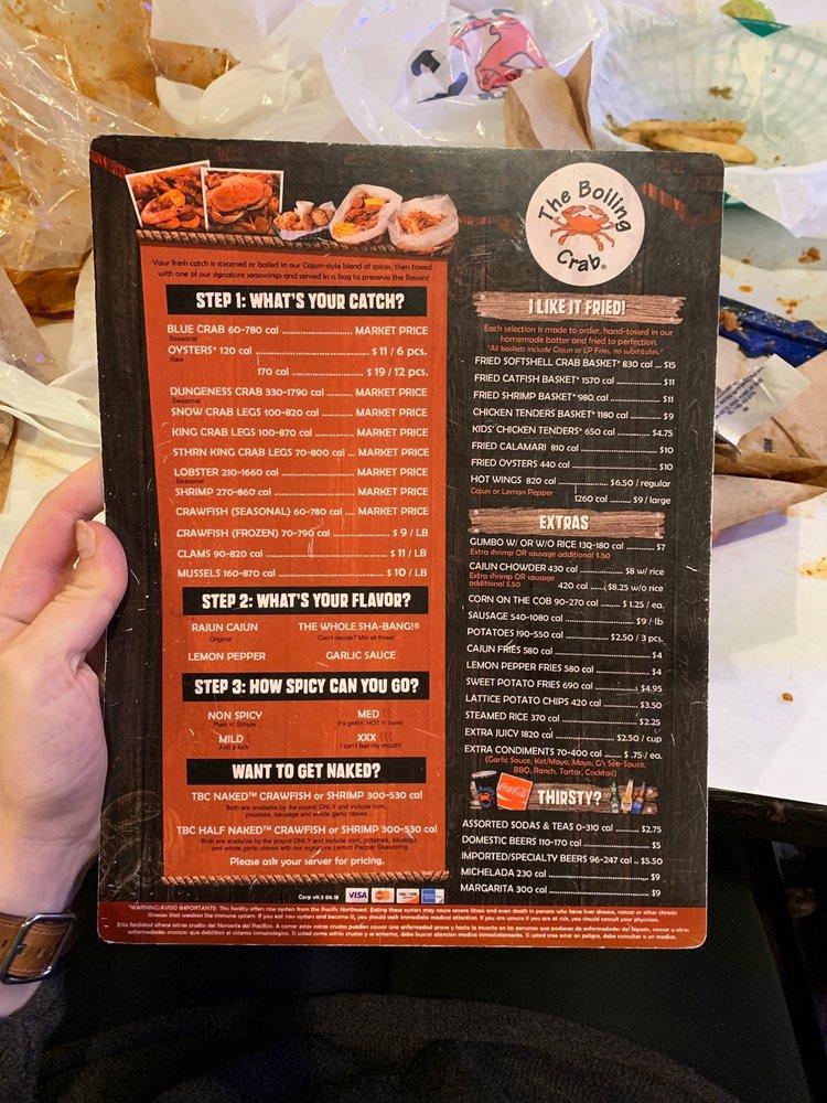 Menu at The Boiling Crab restaurant, Burbank