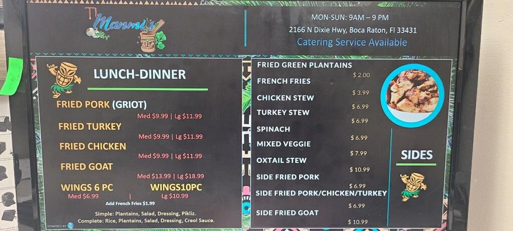 Menu at Ti Manmi's Kitchen Boca restaurant, Boca Raton