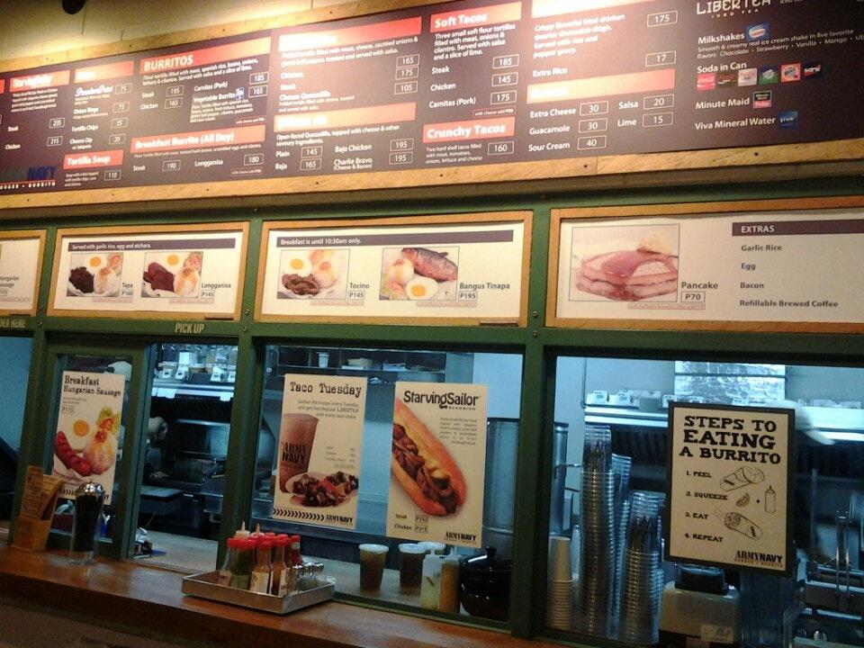 Menu at Army Navy Burger + Burrito BGC 24hrs fast food, Taguig, 7th Ave