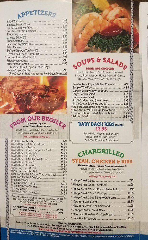 Menu at Bay Breeze restaurant, Mableton
