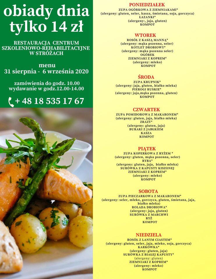 Menu at Restauracja Centrum Szkoleniowo - Rehabilitacyjne pub & bar, Stróże