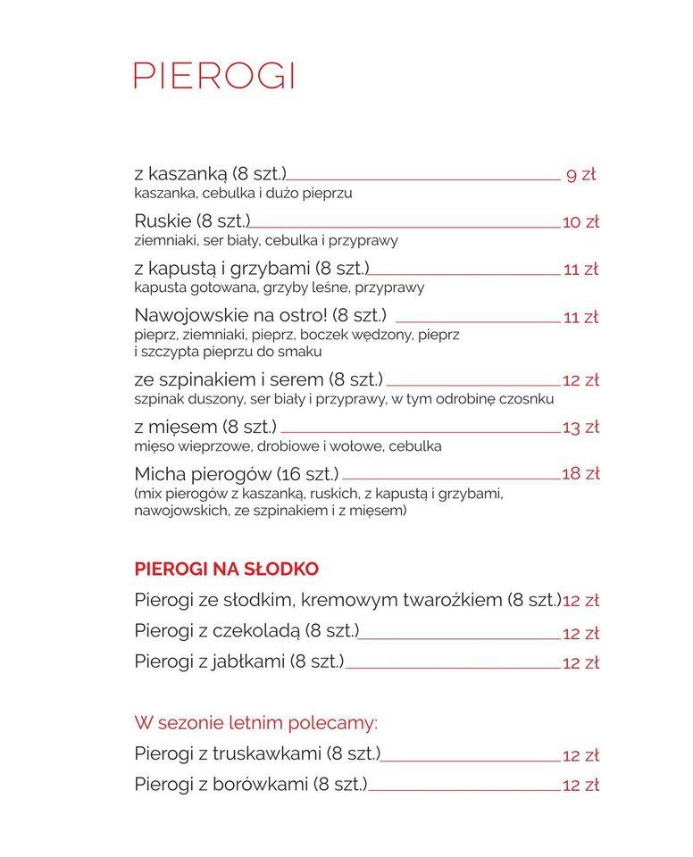 Menu at Restauracja NAWOJKA restaurant, Nawojowa