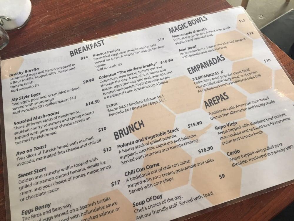 Menu at Birds & Bees Café / Bar, Everton Hills