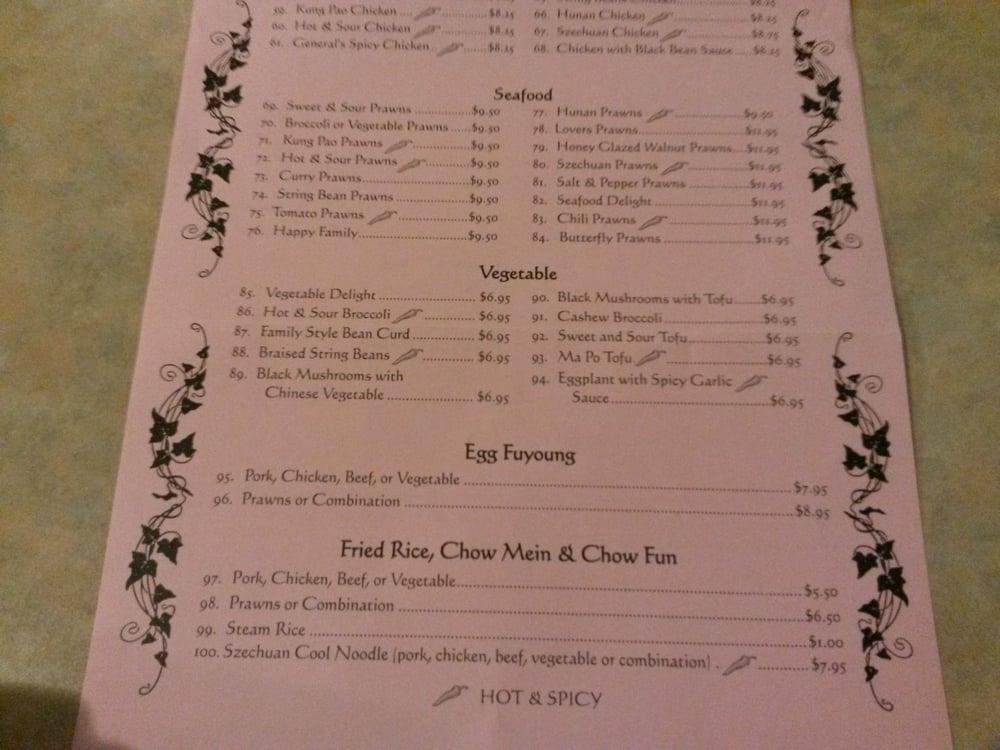 Menu at Chopsticks Chinese Restaurant, Lakeport