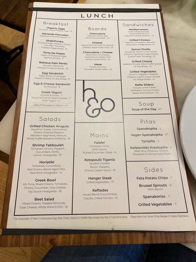 Menu at Herb&Olive restaurant, Manhasset