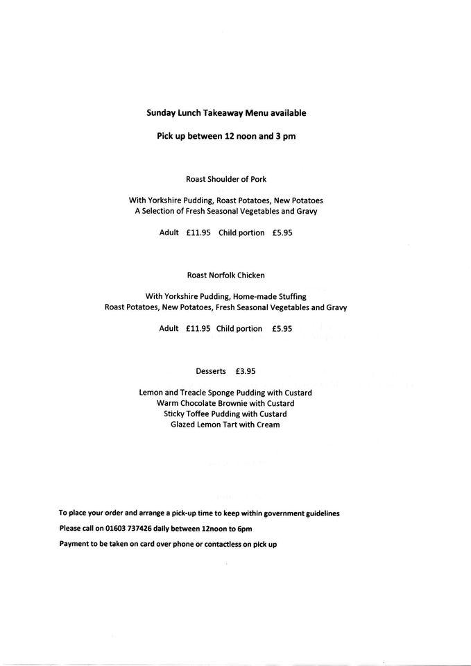 Menu at King's Head Coltishall pub & bar, Norwich, 26 Wroxham Rd
