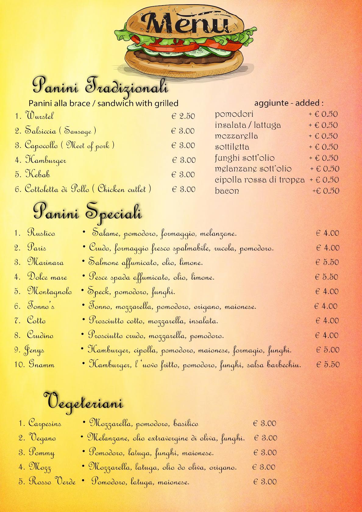 Menu at Lido Masha cafe, Amendolara