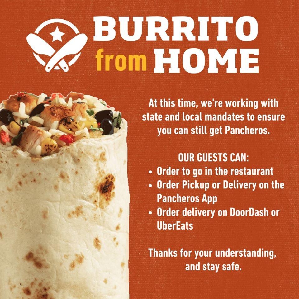 Menu at Pancheros Mexican Grill restaurant, Bridgewater