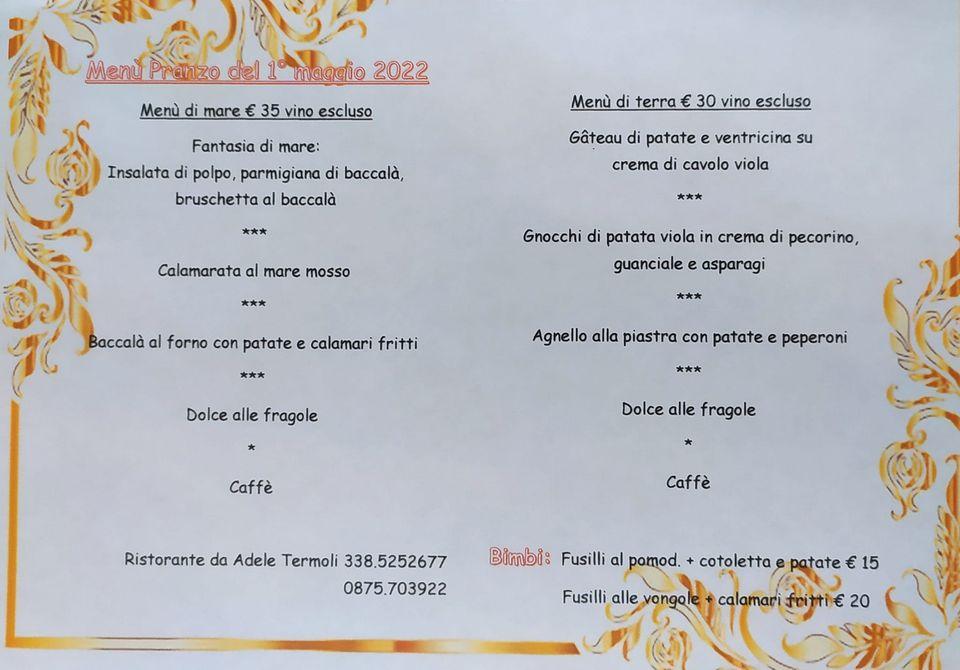 Menu da Ristorante Da Adele, Termoli